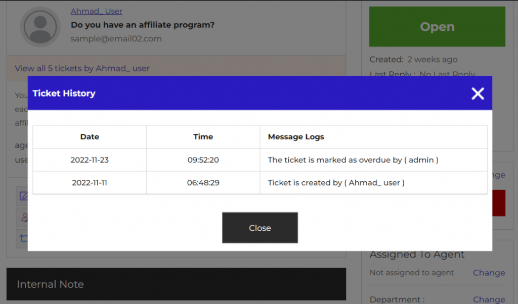 Ticket History - The Ultimate Majestic Support Solution